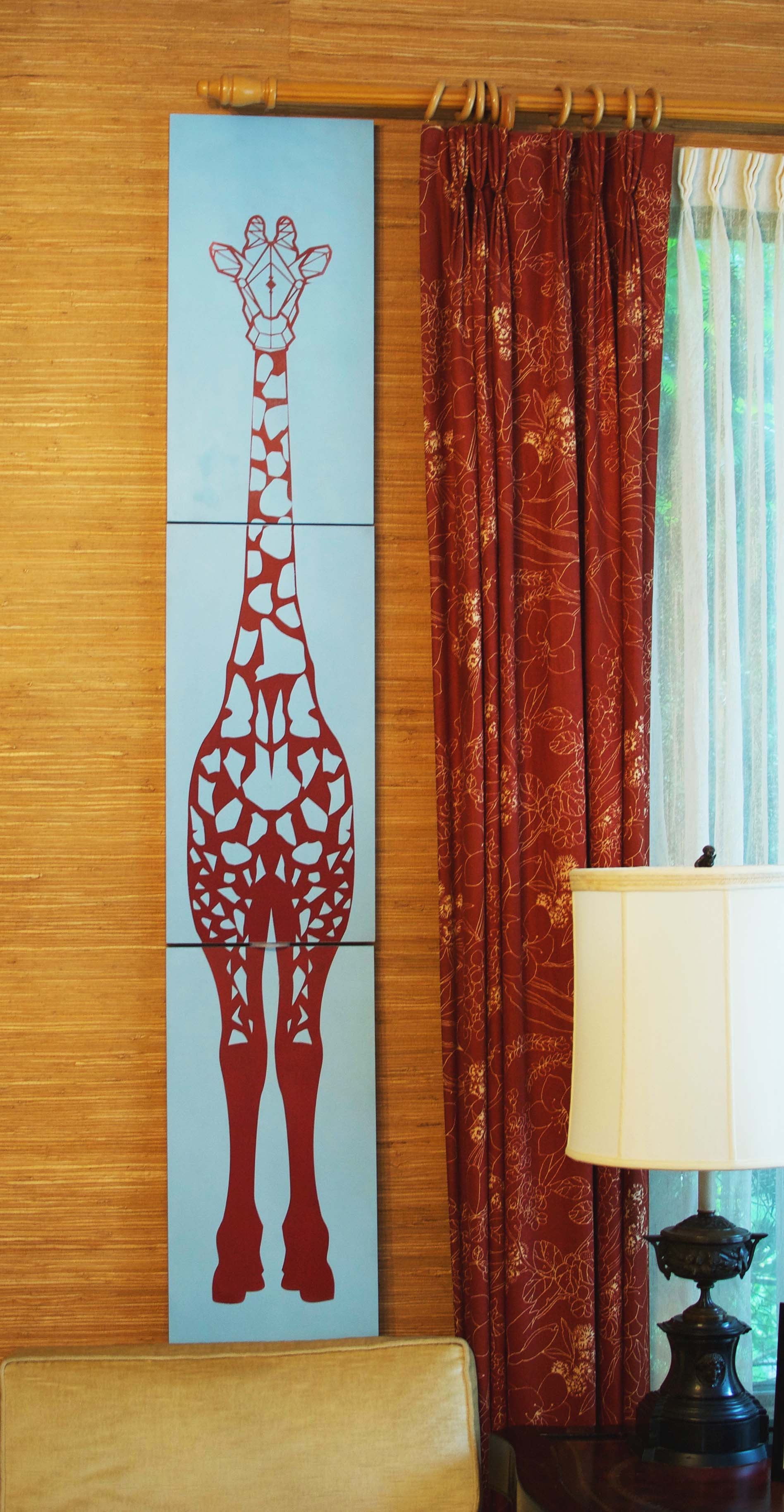 Fresh Blue & Red Giraffe | Pop Collection | 6 feet tall tryptic ...
